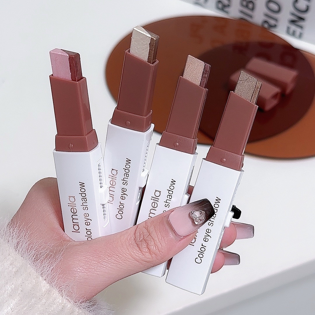 Dual-Color Eyeshadow Stick - Smudge-Proof, Waterproof & Gradient Brown ...