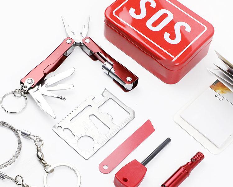 SOS Survival Box Outdoor Survival Tool Survival Kit Portable Metal ...