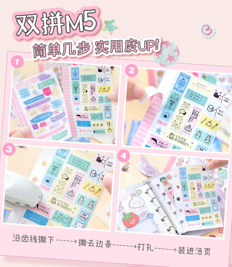 Ohaya | Double Spell M5 Sticker Book Flashing All-in-One Sticker Book ins Style Cute Cartoon ...