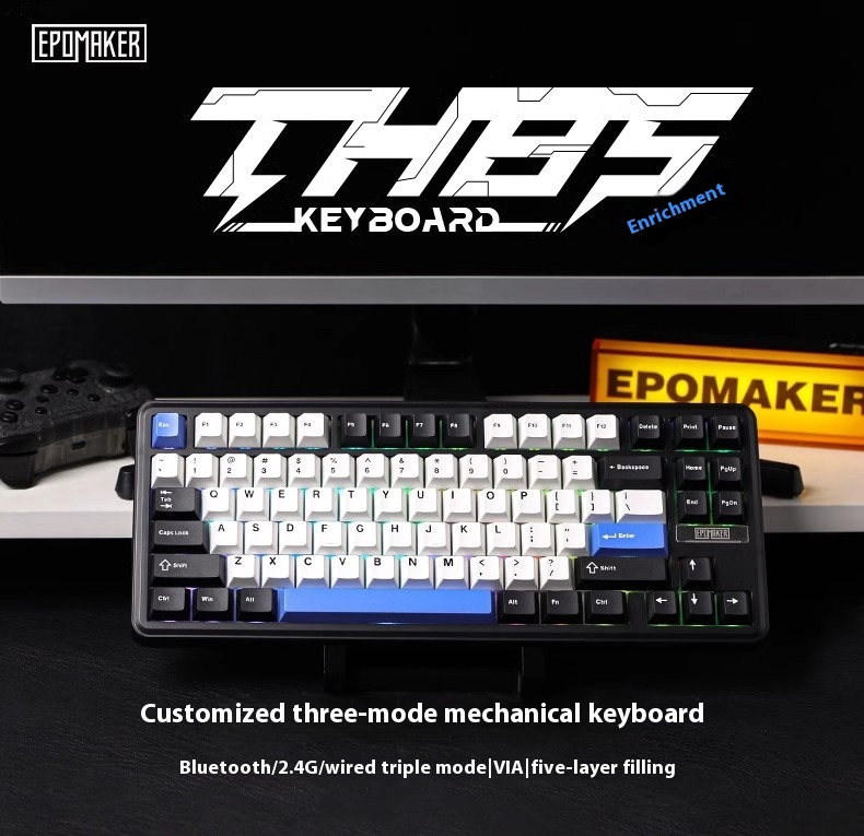 EPOMAKER TH85 Wireless Mechanical Keyboard 75% Hot swappable RGB GASKET Custom Gaming Keyboard ...