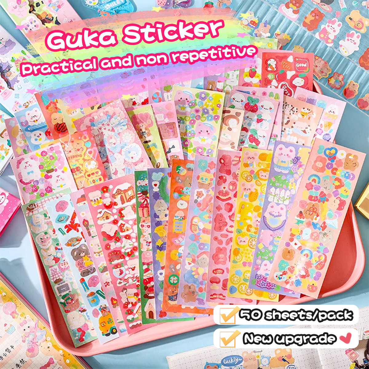 50Pcs Cute Guka Stickers Non-Repeating Hand Account Journal Scrapbook ...