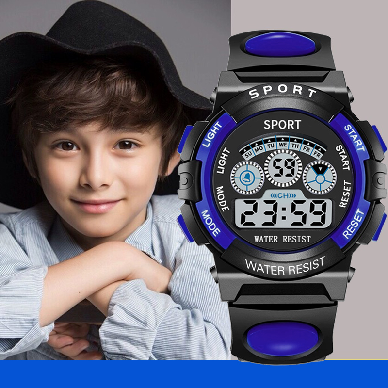 2PCS Rubber Digital Kids' Watch Waterproof Children's Watches Boy girl ...