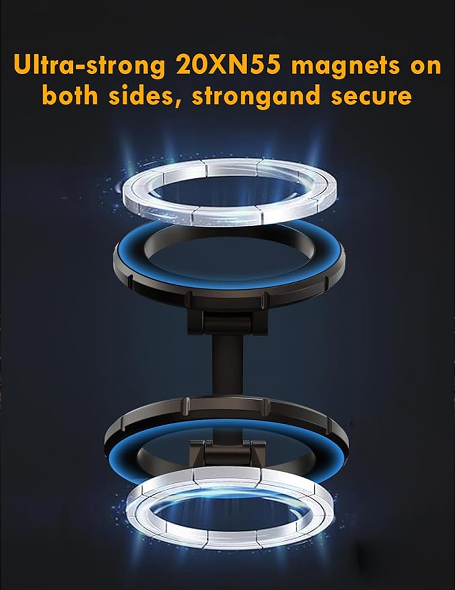 Double Magnetic Cell Phone Ring Holder Compatible with iPhone 16 12 13 ...