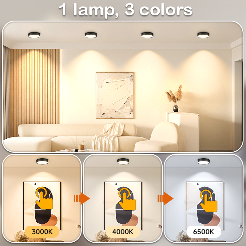 LED Pin Light 3 Colors Downlight Surface Mounted Led Ceiling Light 3W ...