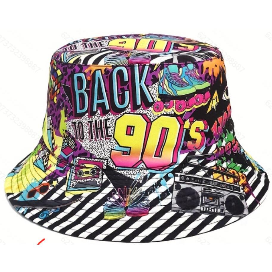 Retro 80s-90s Cotton Bucket Hat – Vintage Print Unisex Sun Hat for ...