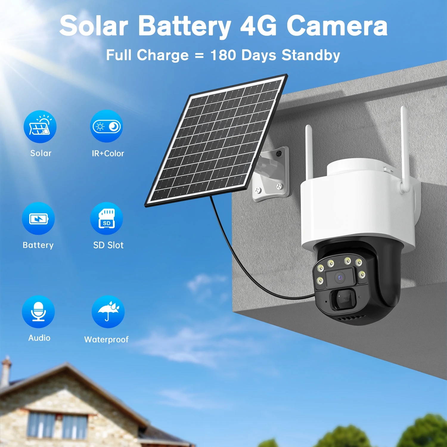 YOOSEE T2 Solar Cctv Camera 6MP Dual Lens connect cellphone Outdoor Waterproof Wireless 4G SlM ...