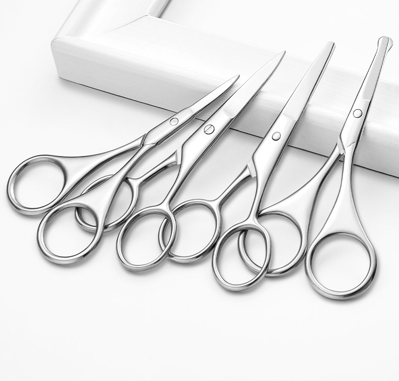 New Facial Hair Scissors Rounded Stainless Steel Mustache Nose Hair ...