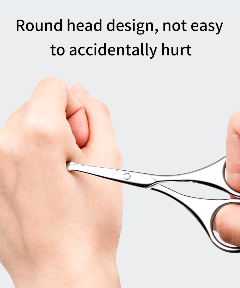 New Facial Hair Scissors Rounded Stainless Steel Mustache Nose Hair ...