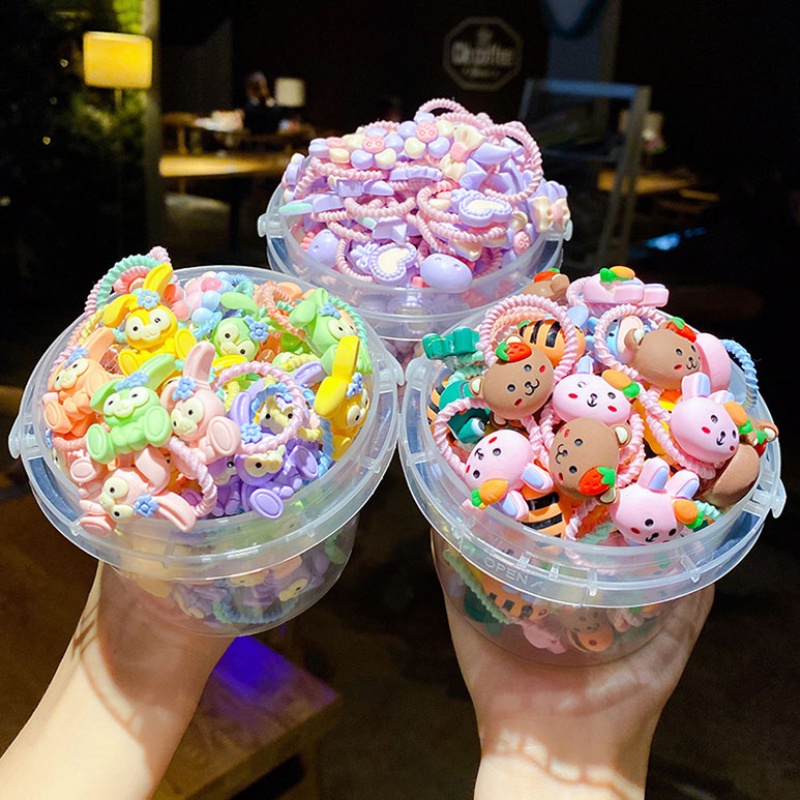 40PCS Korean Colorful Hair Ties Set For Girls Kids Cute Cartoon ...