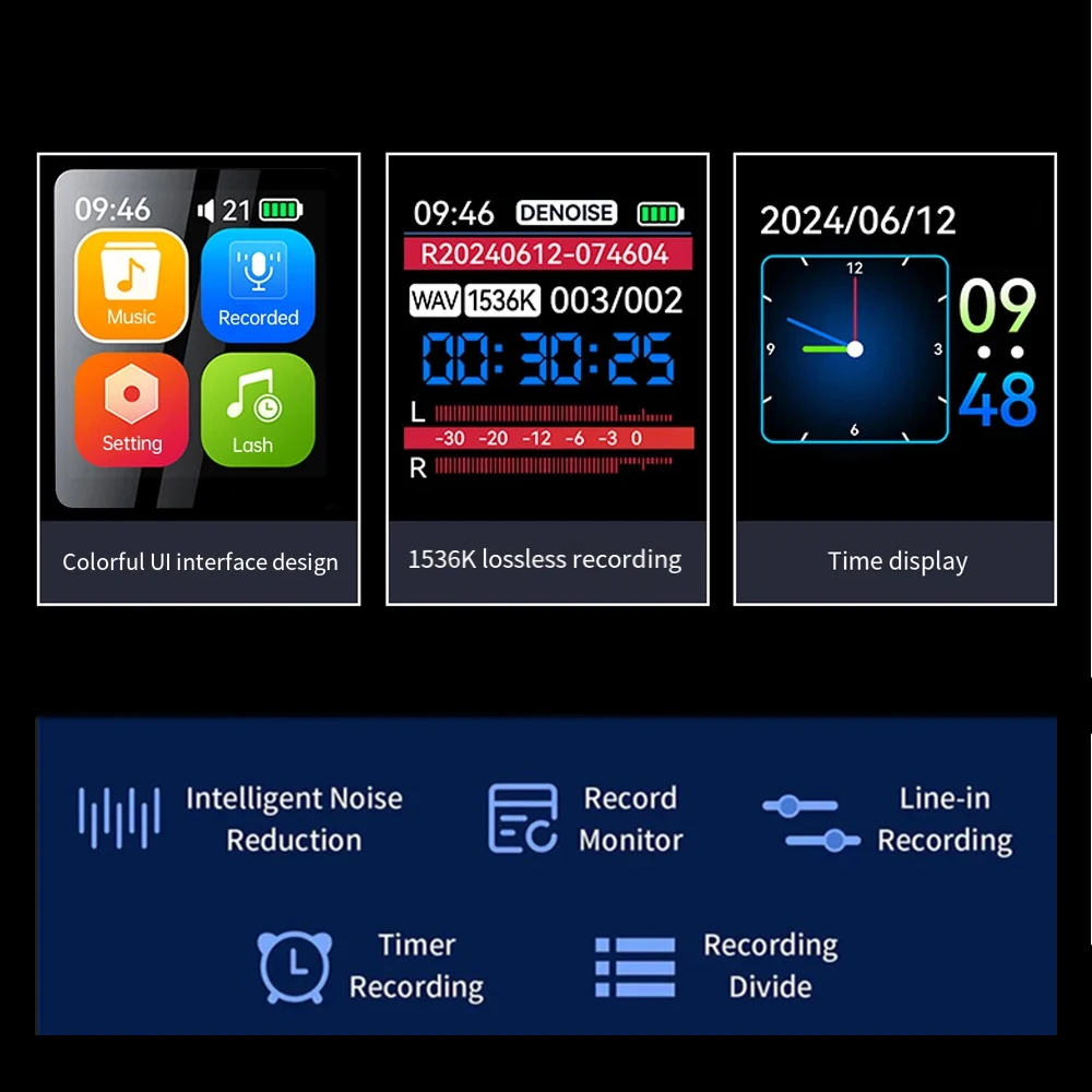 Digital Voice Recorder SU7 Voice Activated Audio Recording Noise Reduction Playback MP3 Player ...