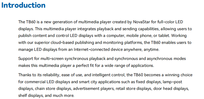 Novastar TB60 Multimedia Player Led Wall Screen Panel WIFI LED Panel control system With HDMI ...