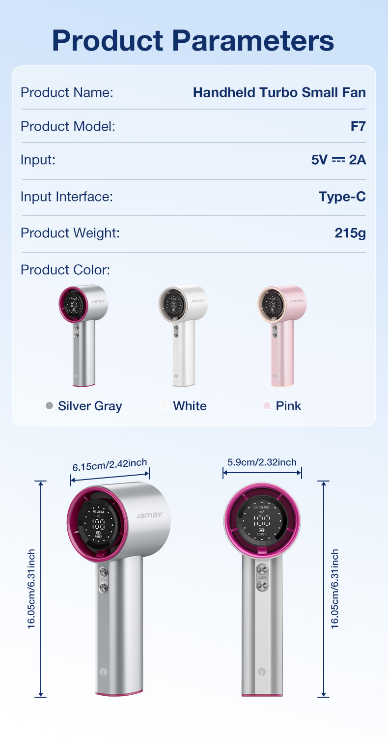 【Buy two get one free fan】Jamay Mini Fan 6000 mAh Turbo Mini Fan ...