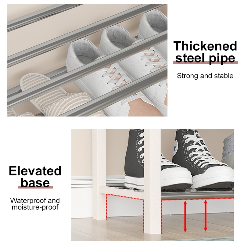 Black 5 Layers foldable Shoes Rack Tier Colored Stackable Stainless ...