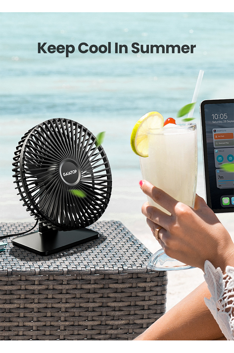 Gaiatop USB Desk Fan, Small But Powerful, Portable Quiet 3 Speeds Wind ...