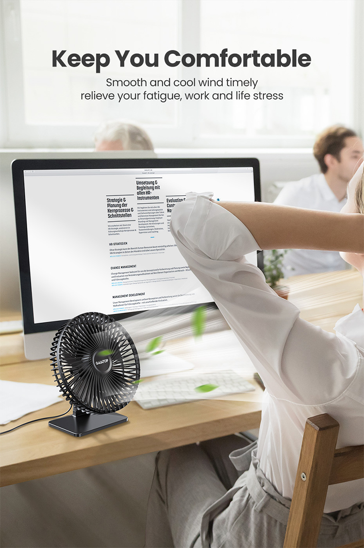 Gaiatop USB Desk Fan, Small But Powerful, Portable Quiet 3 Speeds Wind ...