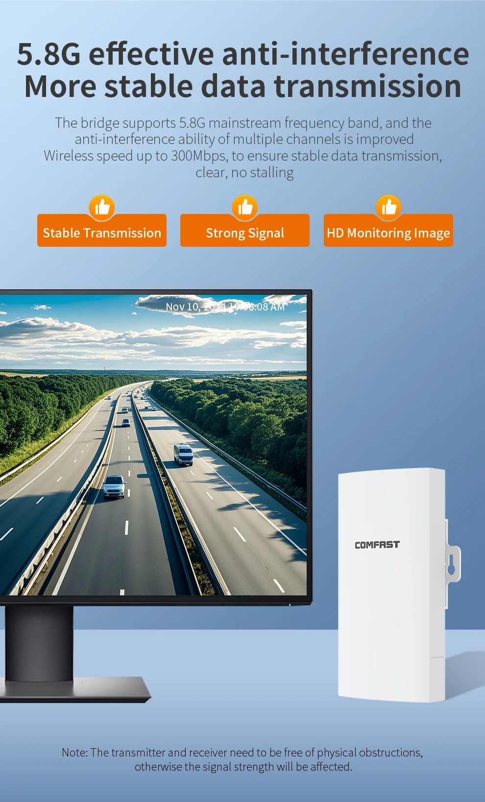 Comfast 2psc CF-E113A Outdoor WIFI Bridge 300Mbps 3KM Long Range 11dBi Wifi Router CPE 5.8GHz ...