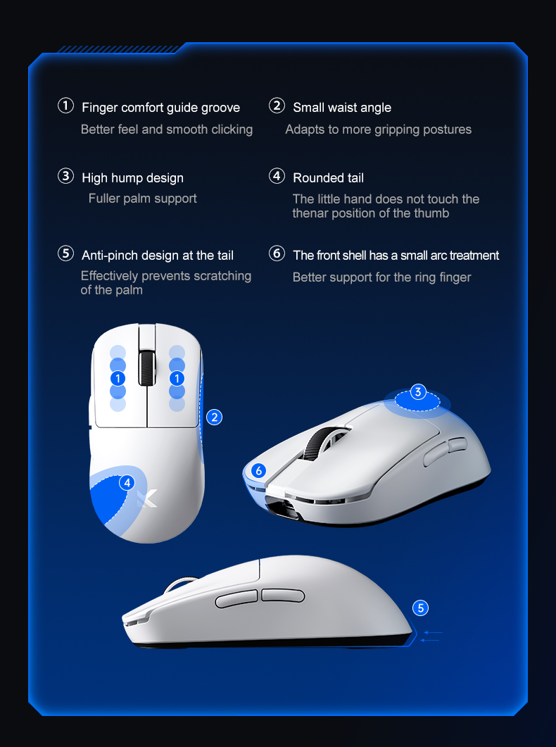 Wireless Mouse Mchose L7 Gaming Mouse PAW3395 26000DPI Lightweight Three Mode Gaming Mouse for ...