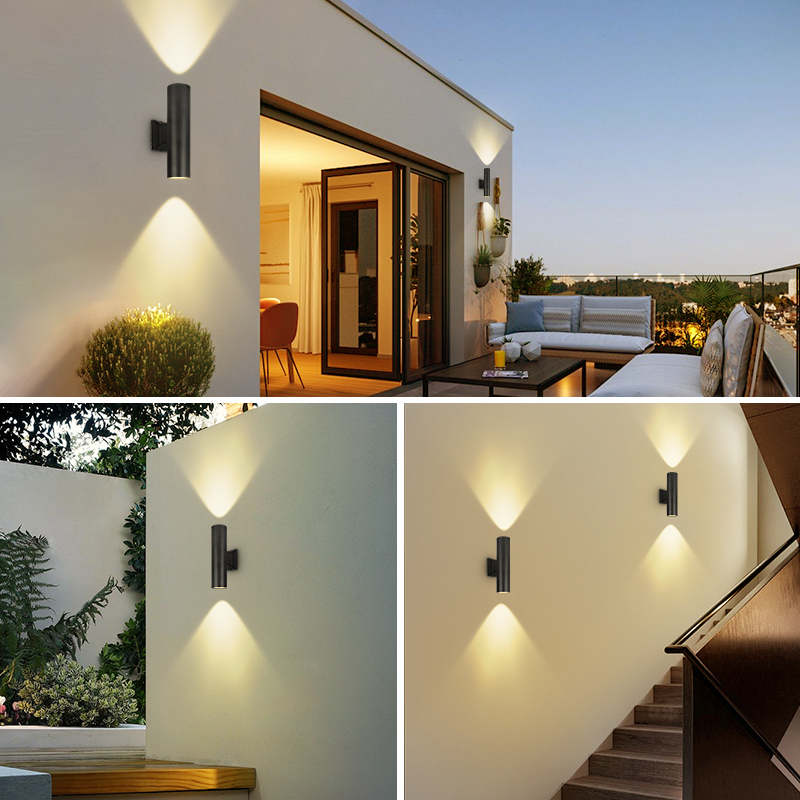 LED Wall Lamp 3 Colors Wall Light IP66 Waterproof Replaceable E27 Bulb ...
