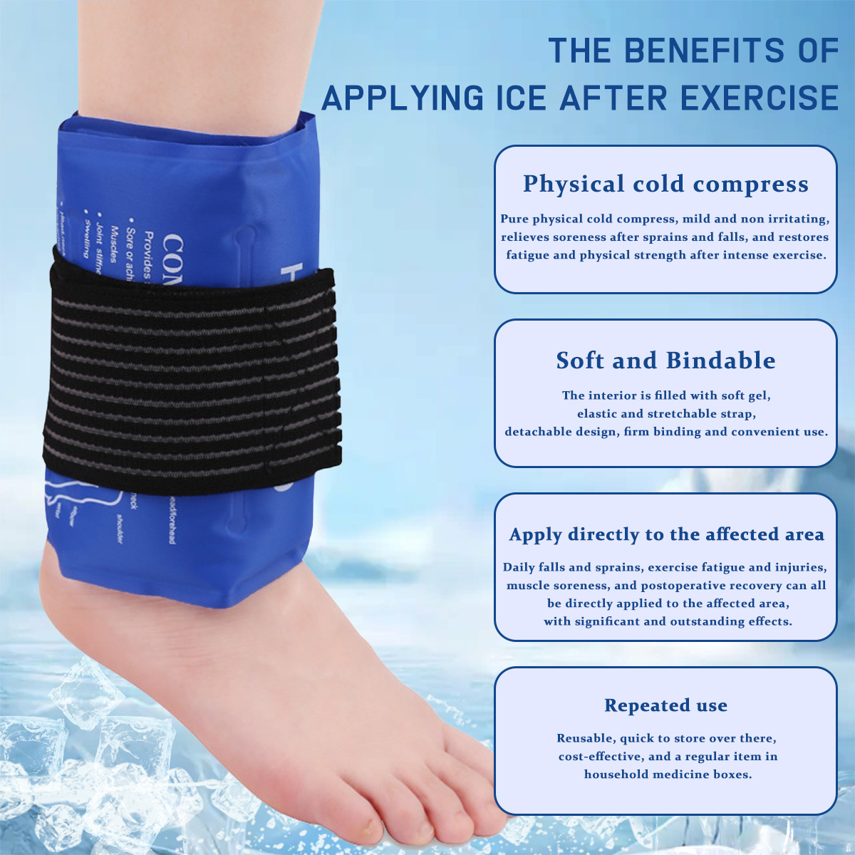 Gel Pack Cold Hot Compress Reusable Wearable Ice Pack for Muscle Strain ...