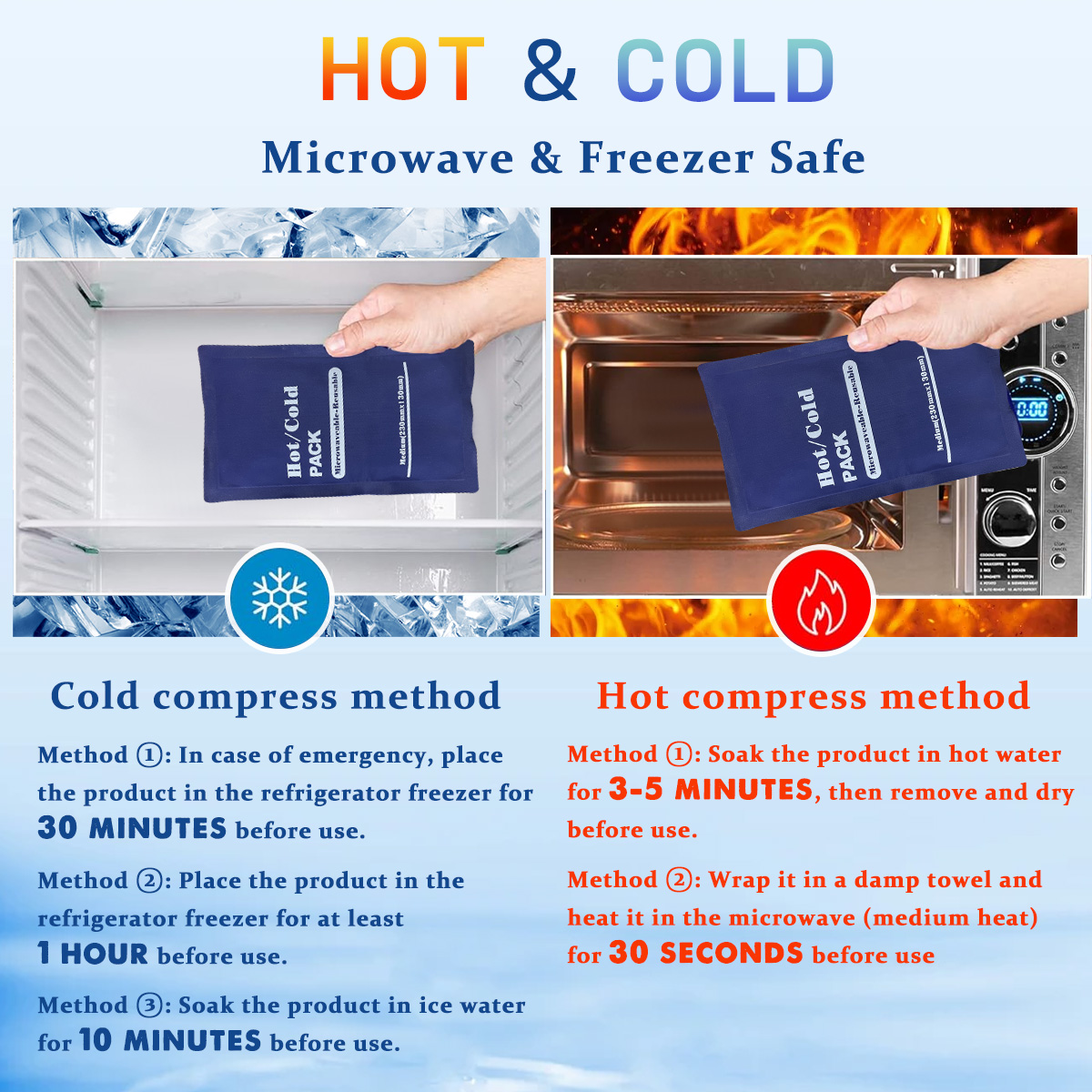 Gel Pack Cold Hot Compress Reusable Wearable Ice Pack for Muscle Strain ...