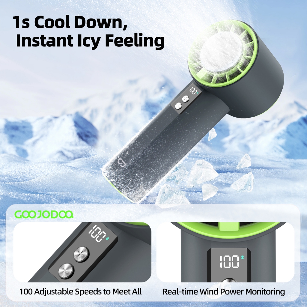 GOOJODOQ 4000 mAh High-Speed Fan Turbo Jet Rechargeable Mini Portable Strong Wind Handheld Fan ...