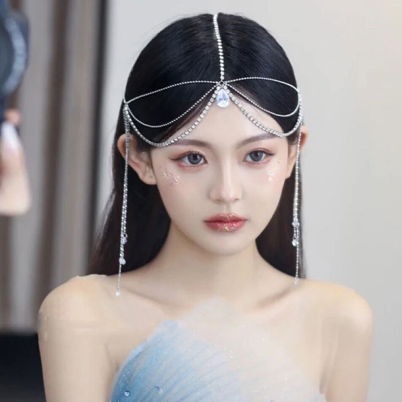 Waterdrop Tassel Princess Head Chain Headwear Wedding Bridal Hair Chain ...