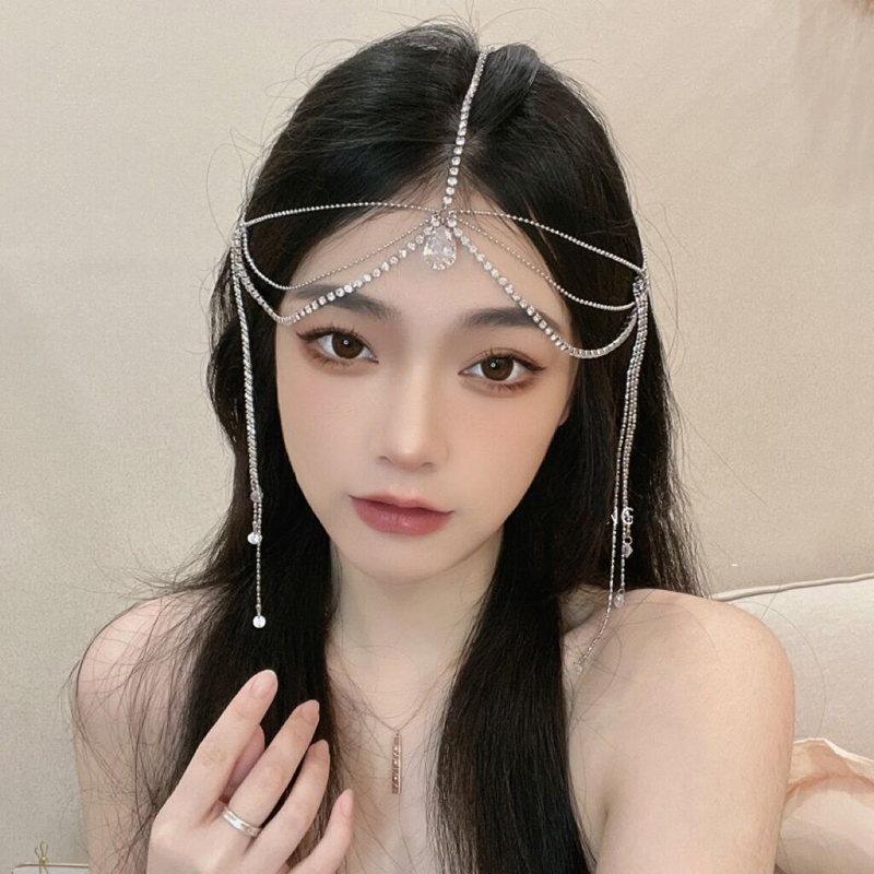 Waterdrop Tassel Princess Head Chain Headwear Wedding Bridal Hair Chain ...