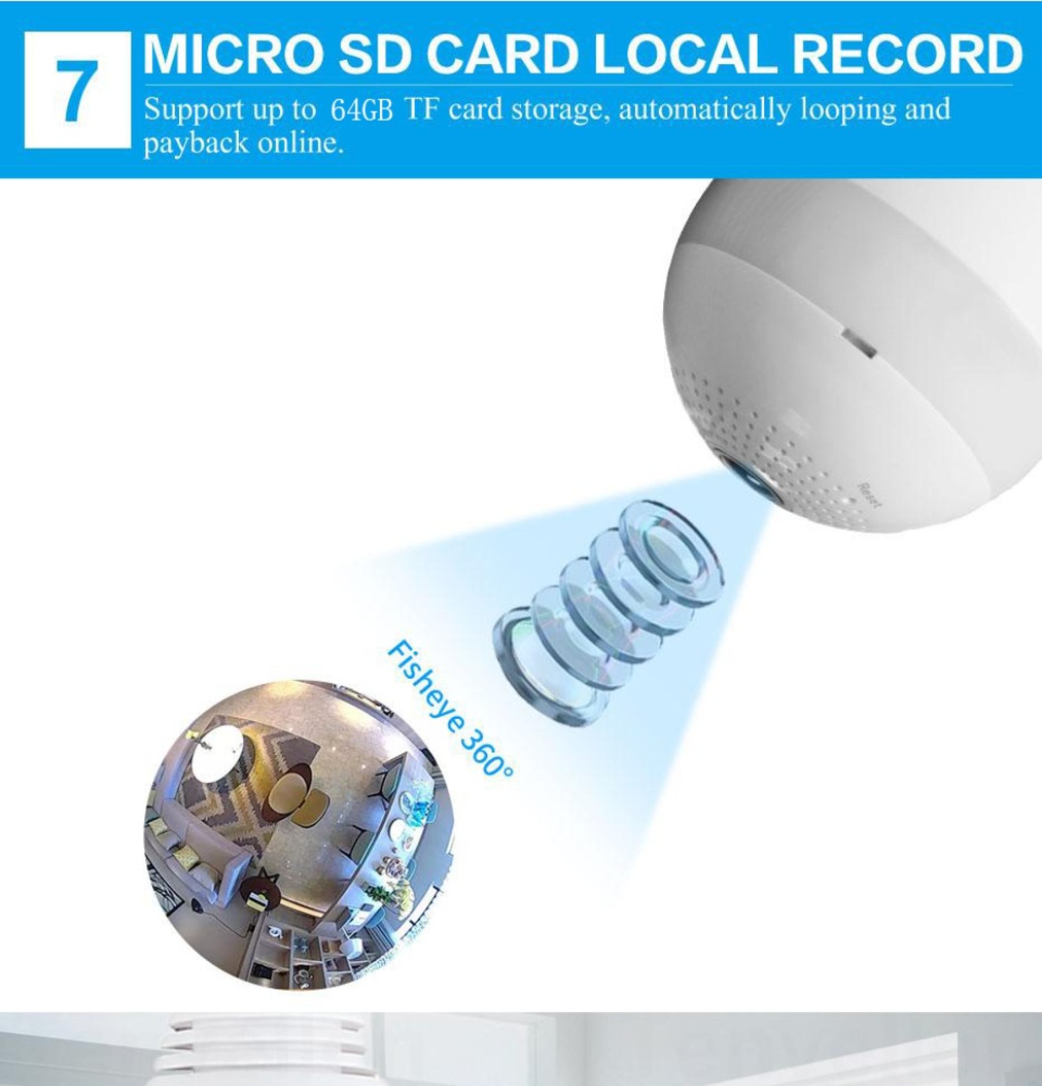 V380 Light Bulb CCTV Camera 1080P Wireless WIFI 360° Panoramic Home ...