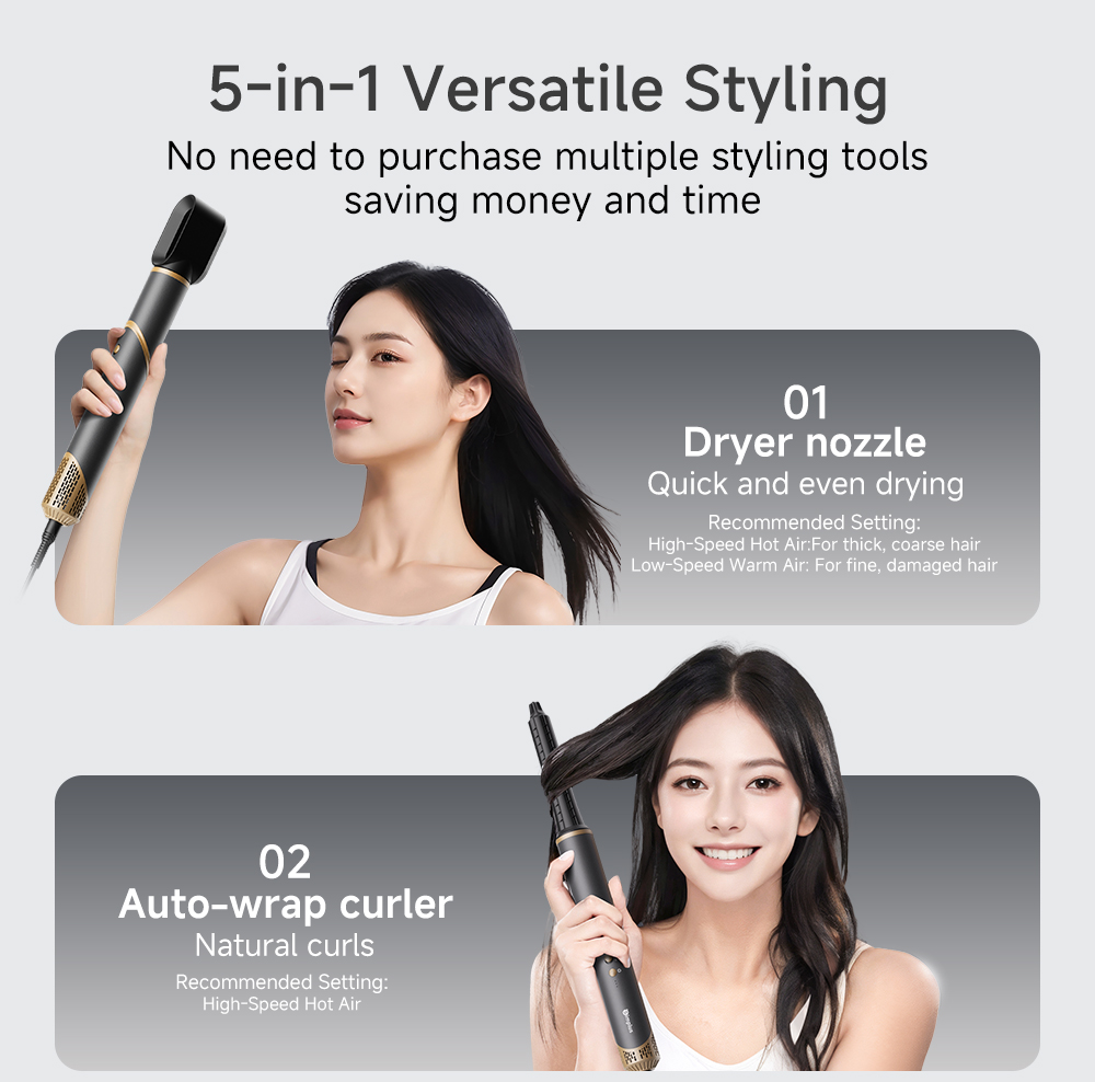 Simplus Hair Dryer Brush 5-IN-1 Multifunctional Styler Hair Curler ...