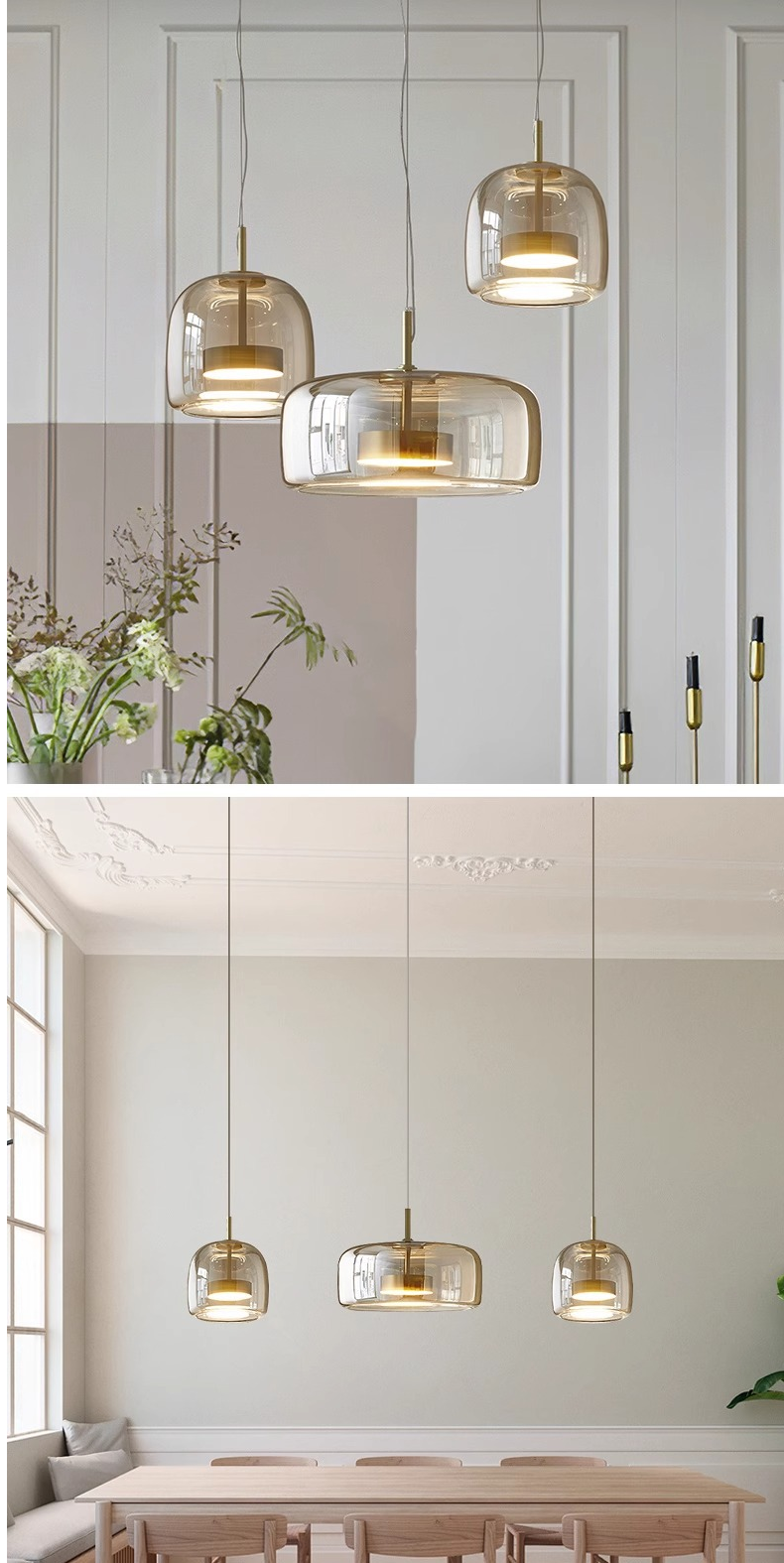 Kitchen Island Chandelier Ceiling Light Modern Glass Pendant Light ...