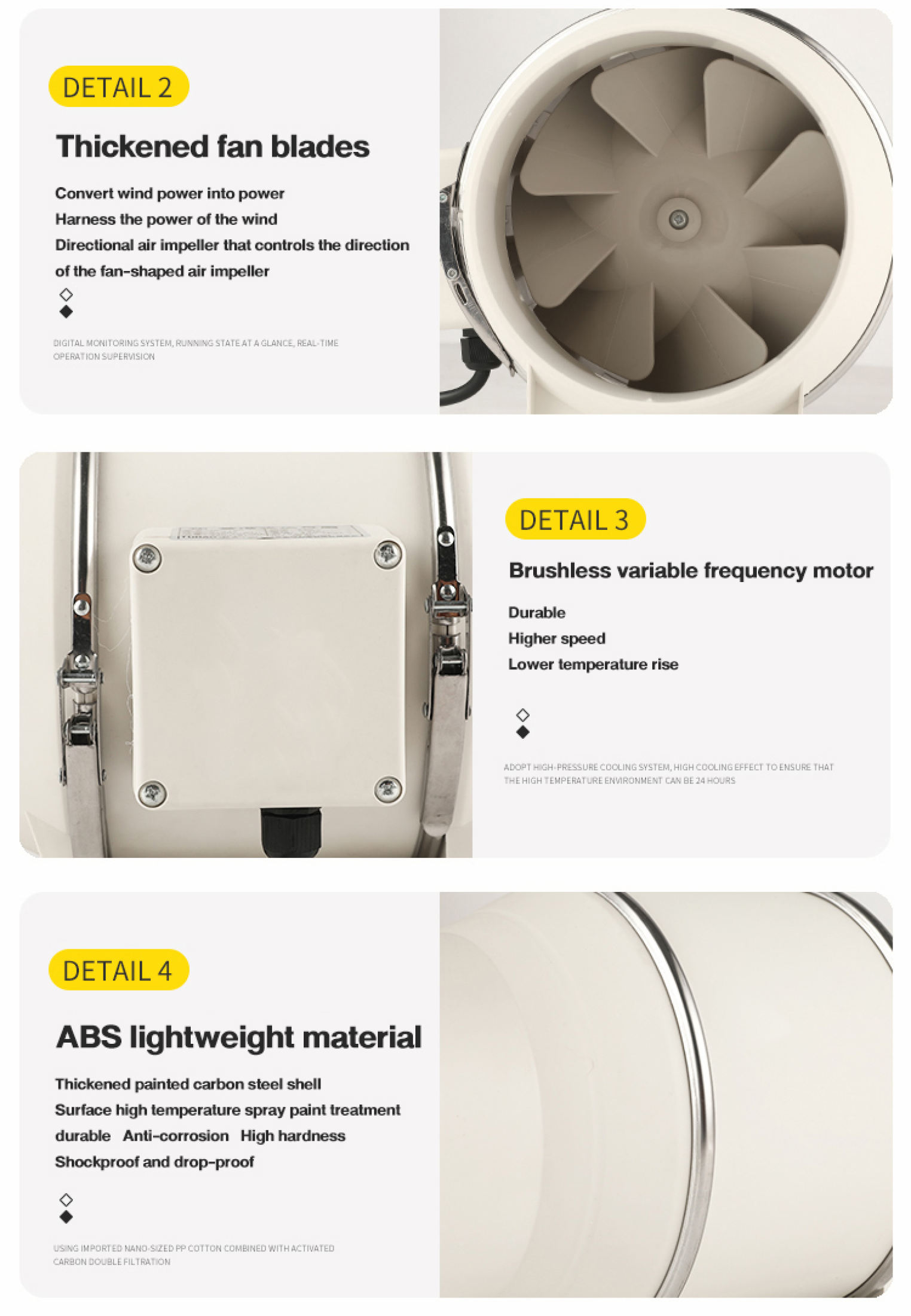 4-inch/6-inch/8-inch high suction inline duct booster fan extraction ...