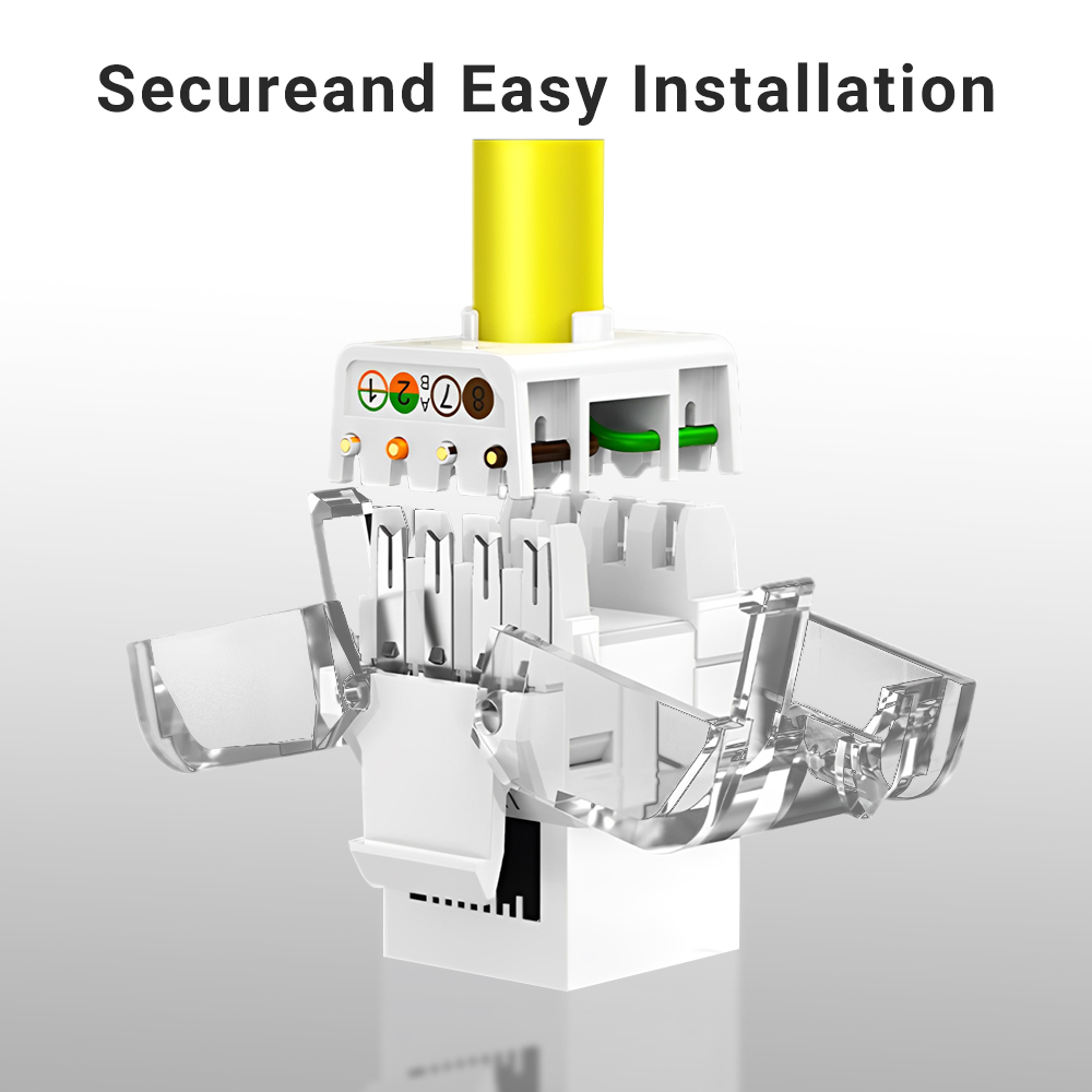 HOOLNX CAT6 Keystone Jack Tool-Less RJ45 UTP, No Punch-Down Tool Required Module Coupler 1/5/10 ...