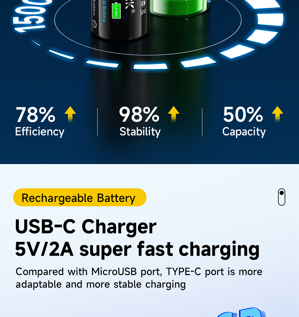 CITYORK CR123A 3.7V 16340 Rechargeable Battery 16350 Lithium Battery ...