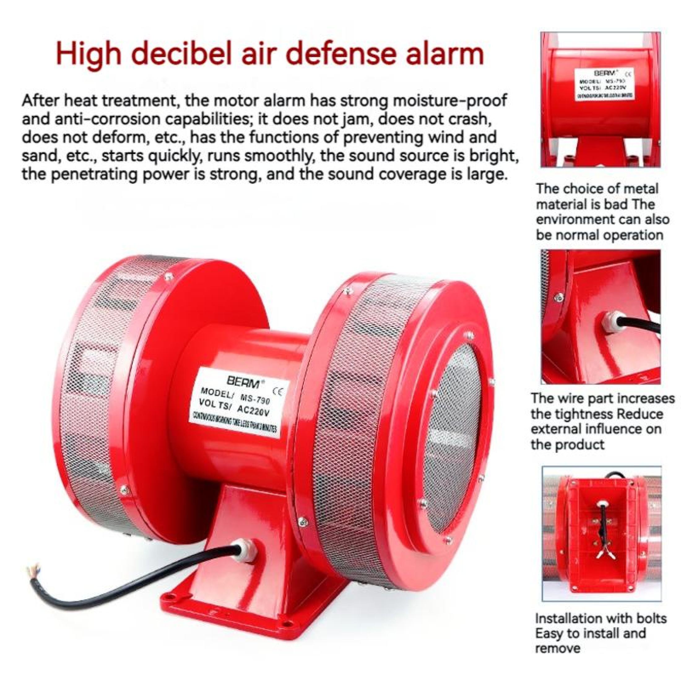 220V Industry Security Electric Motor Driven Siren MS-190/490/590 ...
