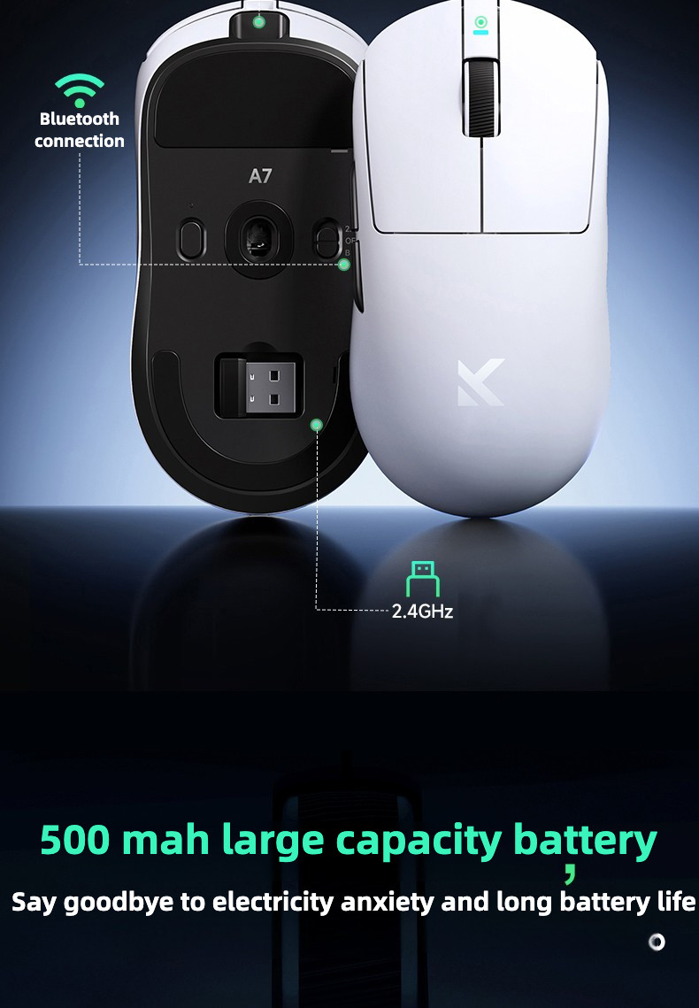 Wireless Mouse Mchose A7 Gaming Mouse Lightweight Three Mode PAW3950 26000DPI Optical Sensor ...