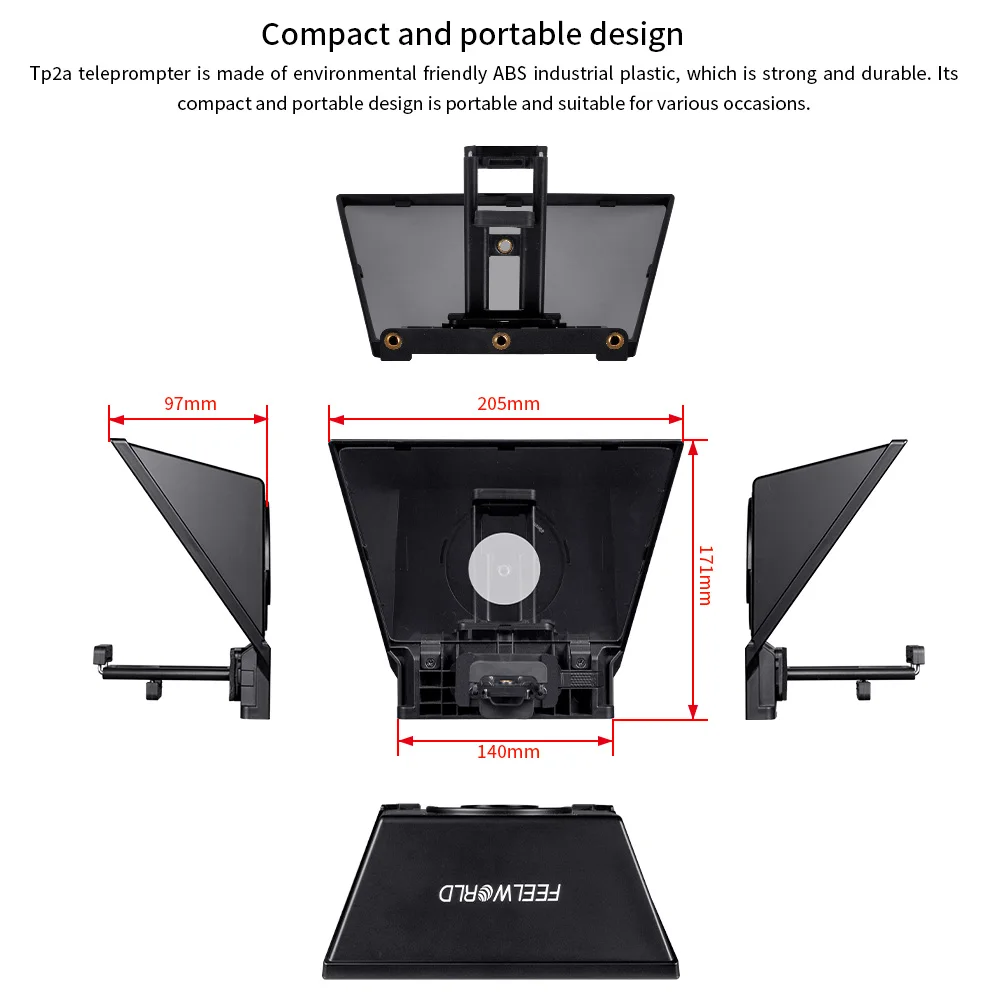 FEELWORLD TP2A 8 inch Mini Teleprompter Portable Supports Under ...