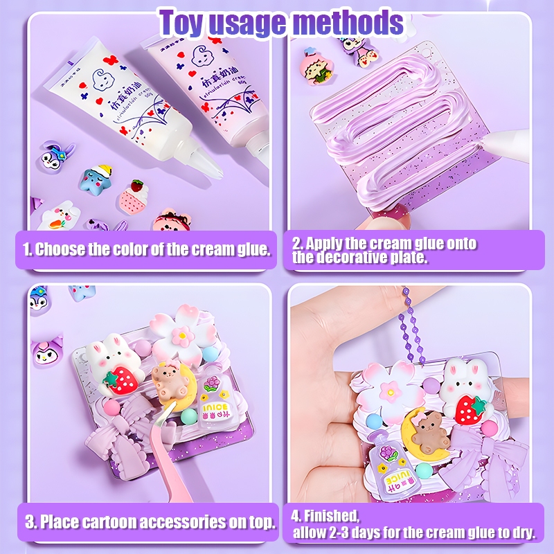 Girls Toys Guka Keychain Making Set Cream Gel DIY Set Handmade Sticker ...
