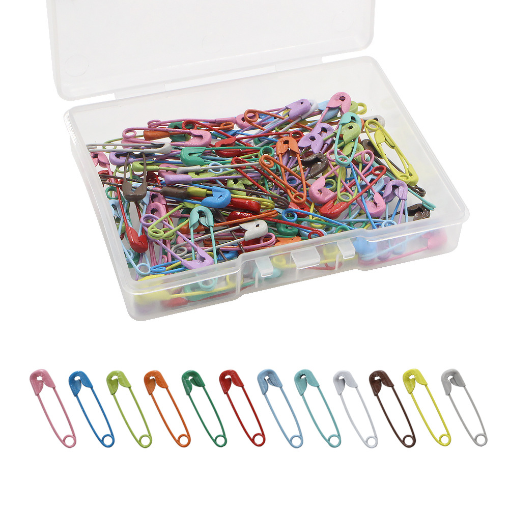 100Pcs 19*5mm Mini Safety Pins Colored Metal Safety Pins with Storage ...