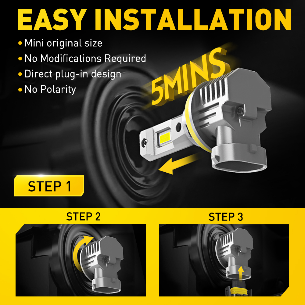 AUXITO 2PCS M6 16000LM 72W H11 Car LED Headlight HB3/9005 H4 Car LED ...