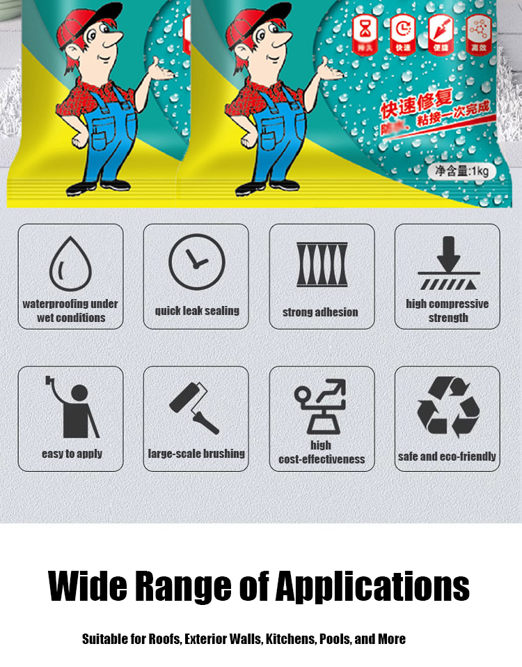 1KG WaterProof Cement Quick drying Air Cepat Kering Leak Water Proofing ...