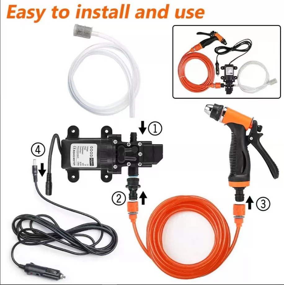 12V 100W 130Psi High Pressure Self-Priming Electric Car Portable Wash ...