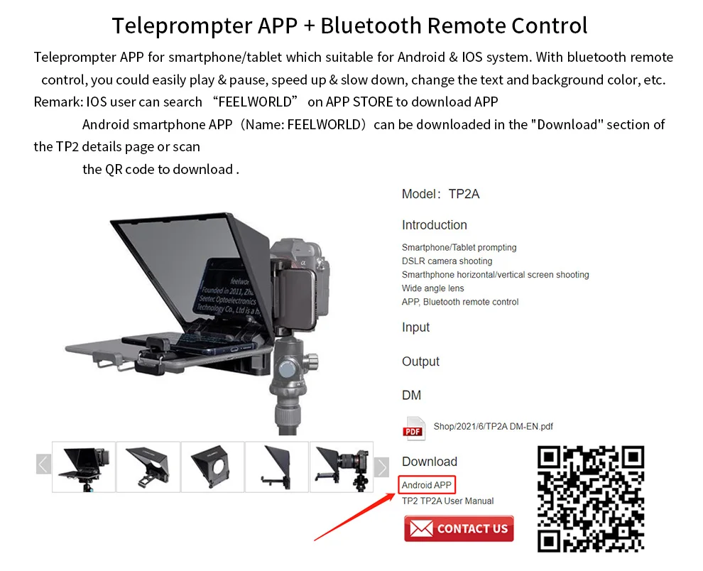 FEELWORLD TP2A 8 inch Mini Teleprompter Portable Supports Under ...