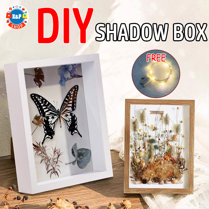 3D Photo Frame Flower Frame Shadow Box DIY Transparent Glass Wooden ...