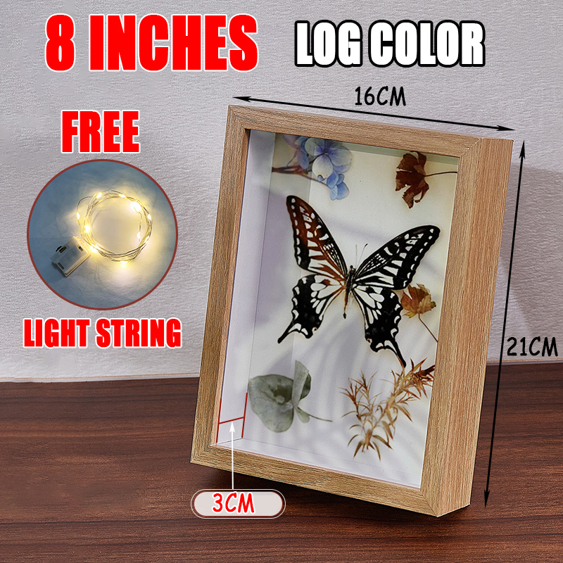 3D Photo Frame Flower Frame Shadow Box DIY Transparent Glass Wooden ...