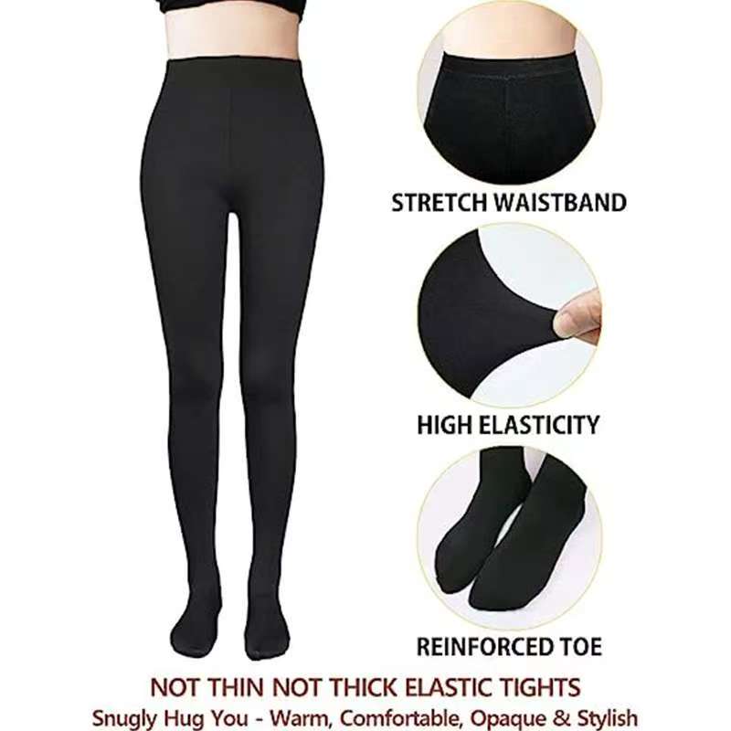Women's Black Pantyhose - One Size Tights, Anti-Snag & Tummy Control ...