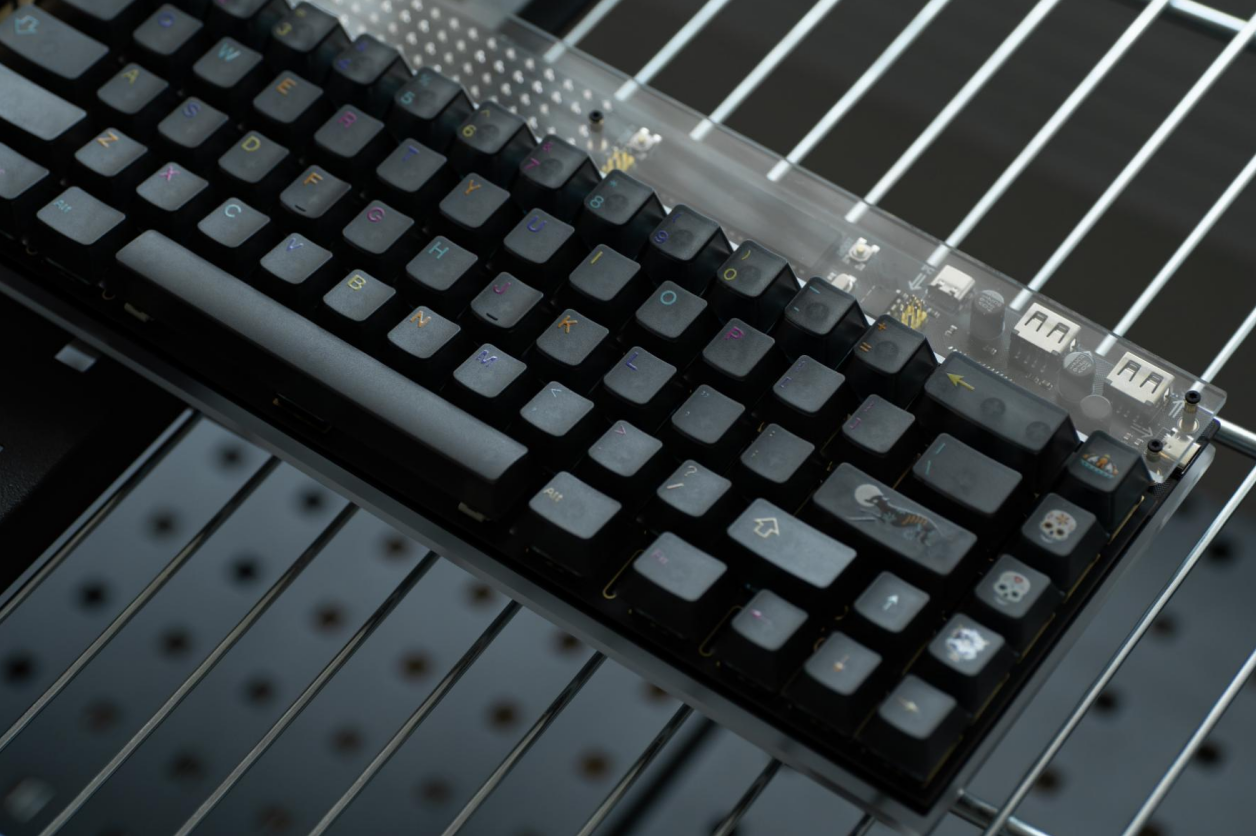 GMK Mictlan Foggy Black Transparent keycaps RGB Rainbow font PC Backlit ...