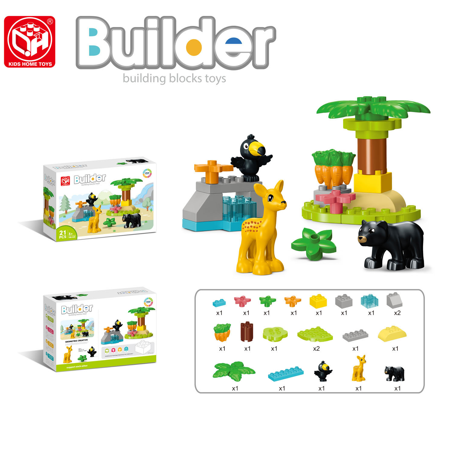 STEAM Education Building Blocks Wild Animal of Forest For Toddlers ...