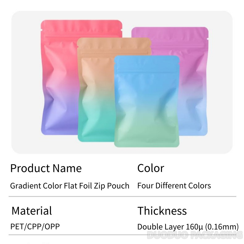 100pcs Gradient Color Matte Foil Flat Pouch with Sealing Jewelry Bag ...
