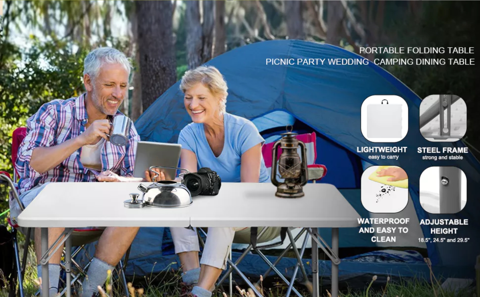 4/5/6FT Folding Table Heavy Duty Practical Table Indoor&Outdoor ...