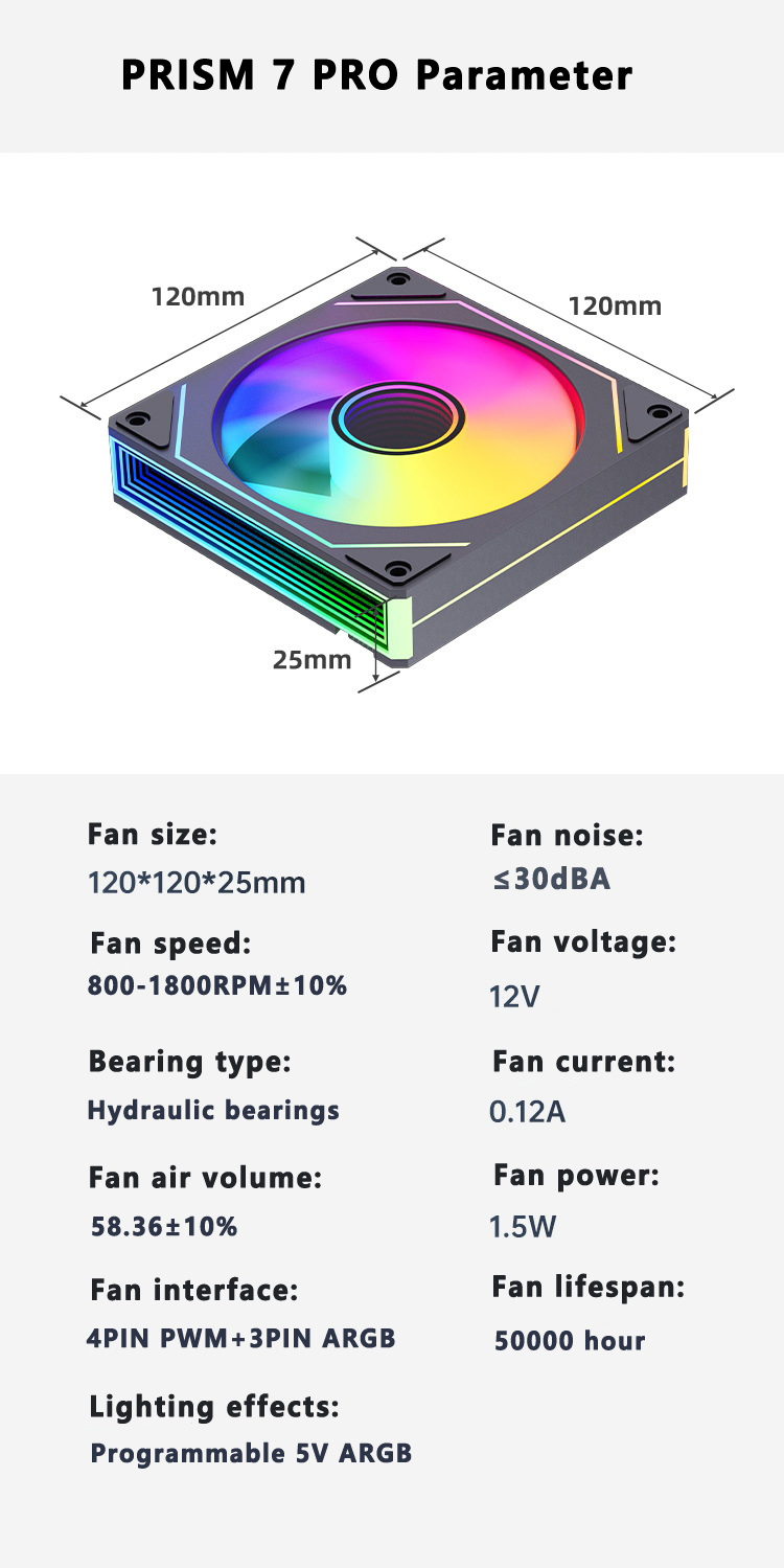 ICE Whale Prism 7PRO ARGB PC Case Fan 120mm Infinity Mirror Design Motherboard Lighting Sync ...